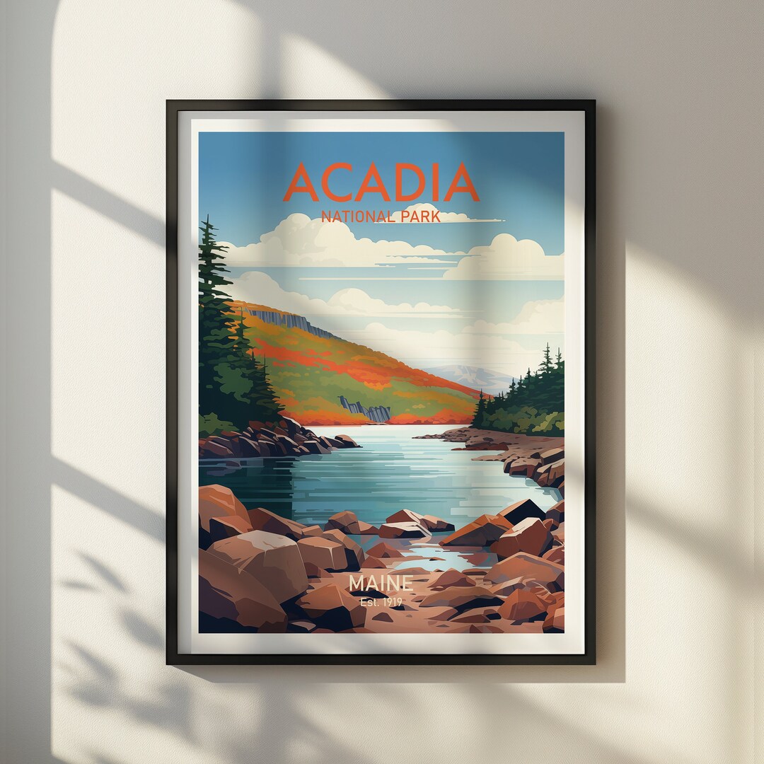 Acadia NATIONAL PARK Printable Wall Art Travel Poster DIGITAL Download ...