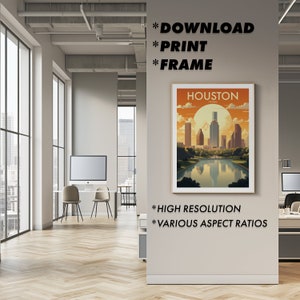 HOUSTON Printable Poster, Digital Download, Wall Art, Wanderlust, Gift ...