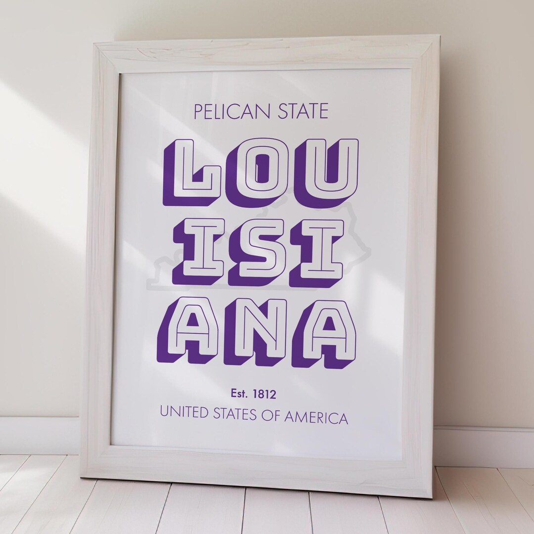 Louisiana Pelican State Poster, Modern Typography Art (digital Download ...