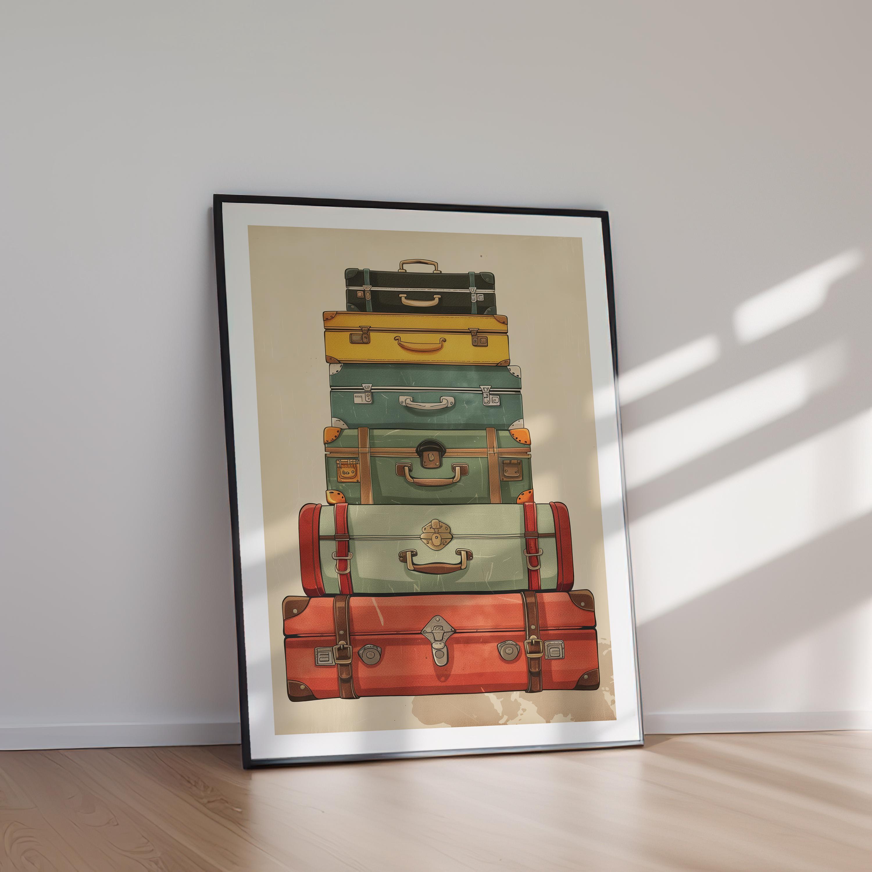 Retro Suitcase Print Vintage Luggage Travel Poster DIGITAL DOWNLOAD ...