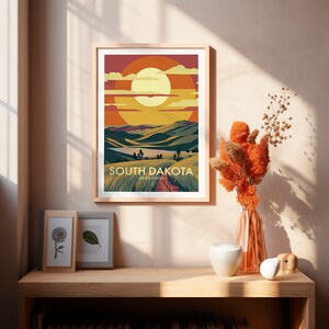 South Dakota PRINTABLE Travel Poster, Traditional Style, Retro Art ...