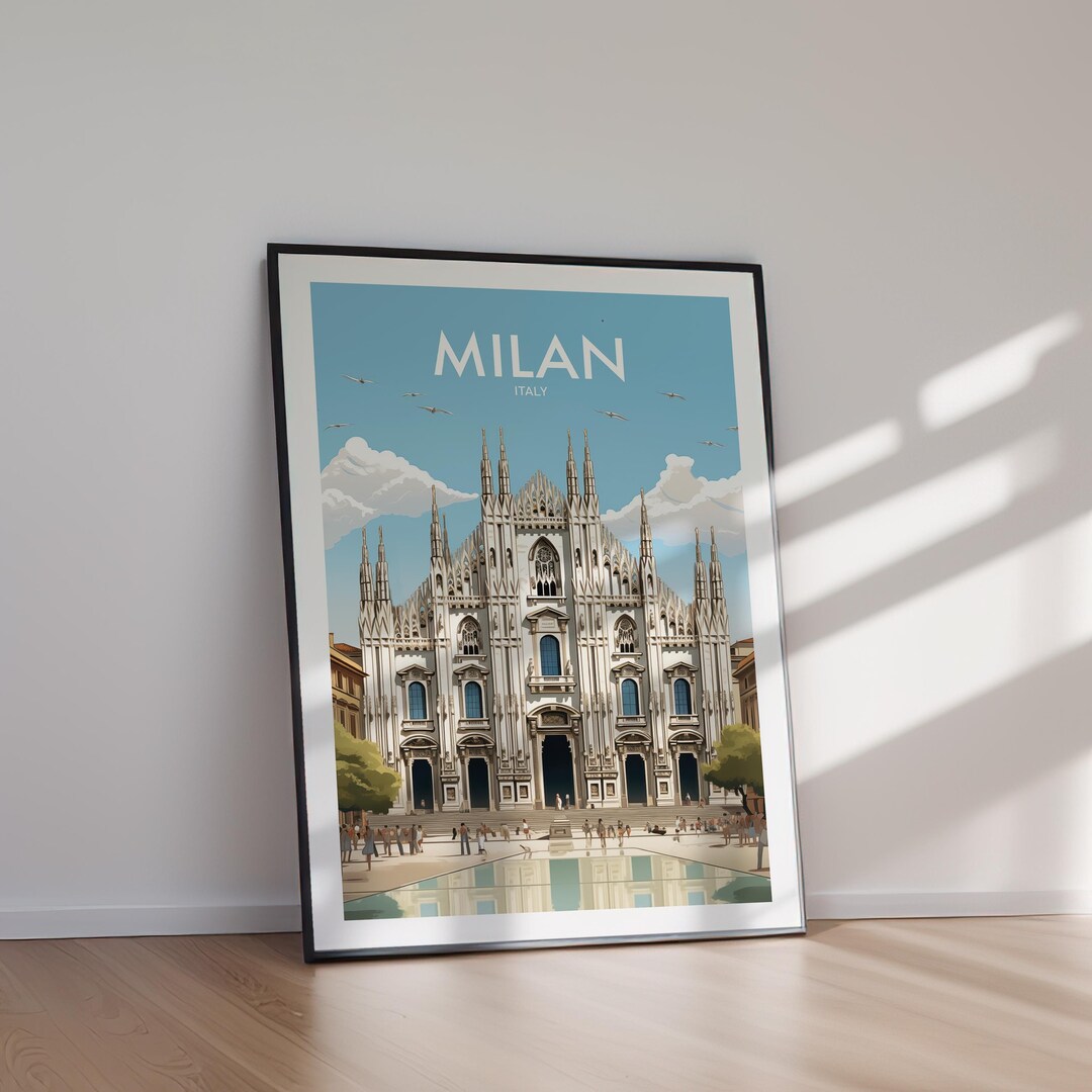 MILAN TRAVEL Poster Printable Wall Art Italy Cityscape Digital Download ...