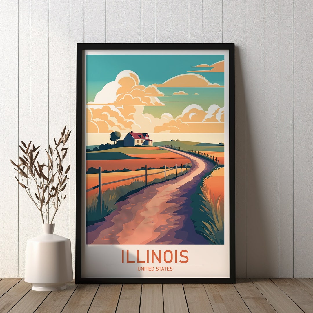 PRINTABLE ILLINOIS Poster, Travel Art, Poster Print, Wall Art, Instant ...