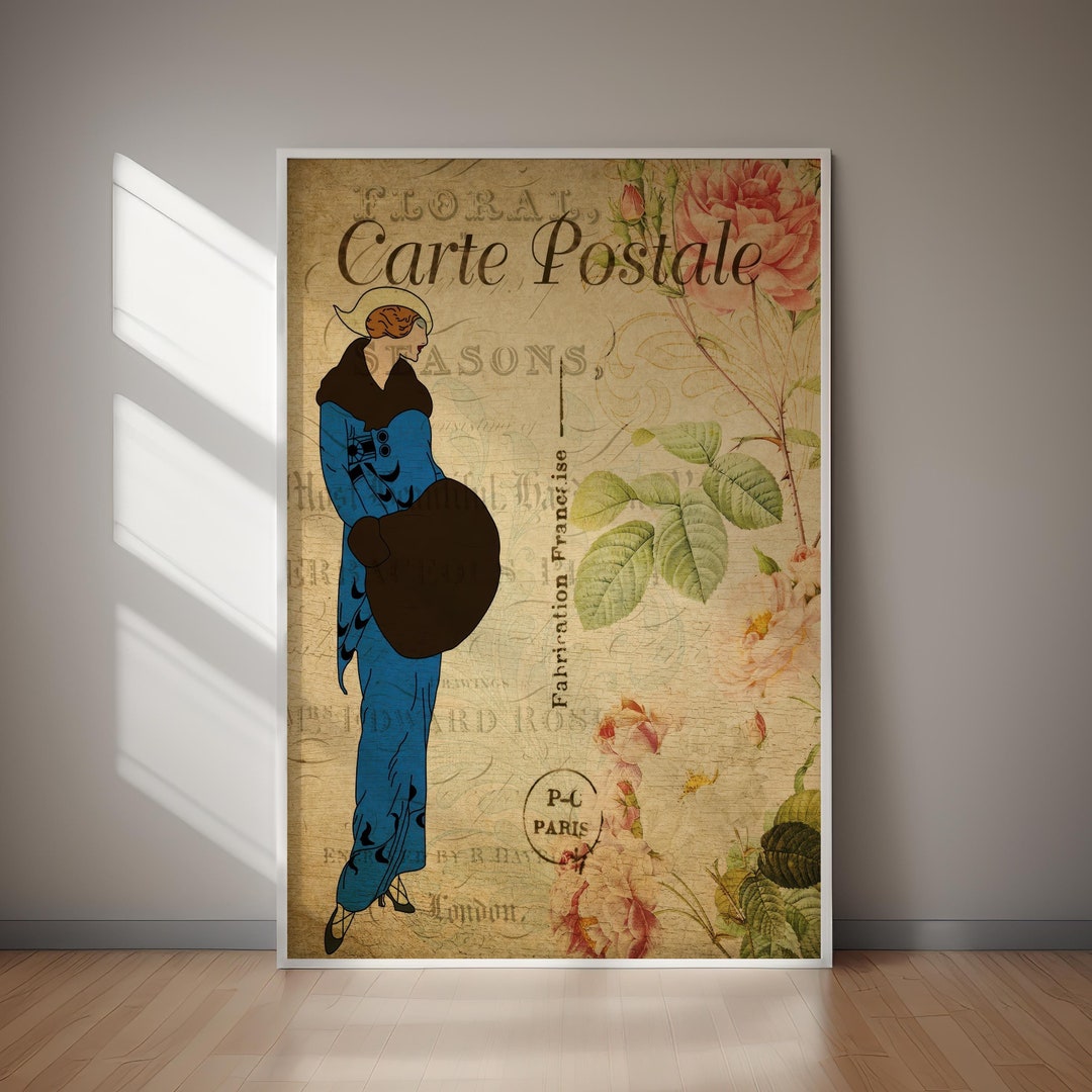 Carte Postale Blue Lady Poster, PRINTABLE Wall Art Digital DOWNLOAD ...