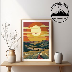 South Dakota PRINTABLE Travel Poster, Traditional Style, Retro Art ...