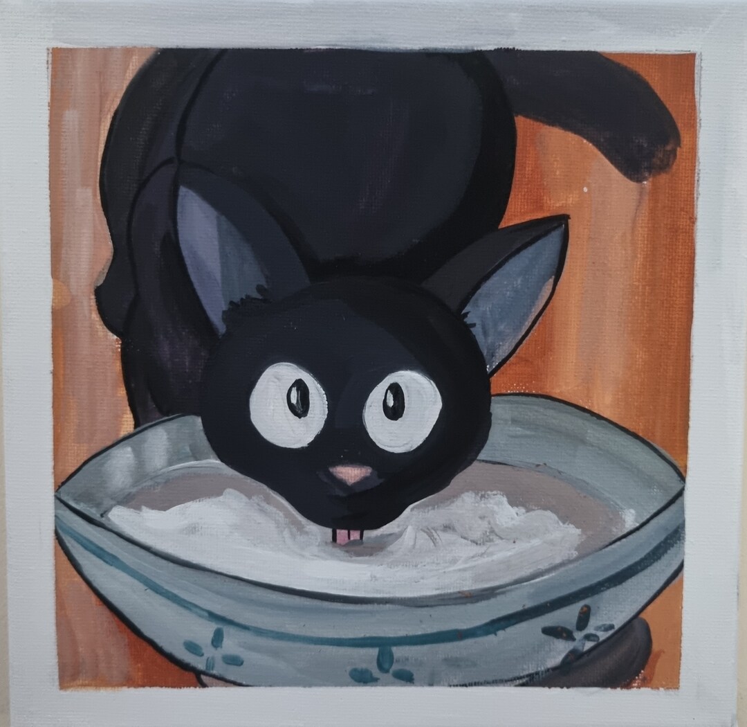Kikis Delivery Service Jiji. Square One of a Kind Canvas Gouache ...