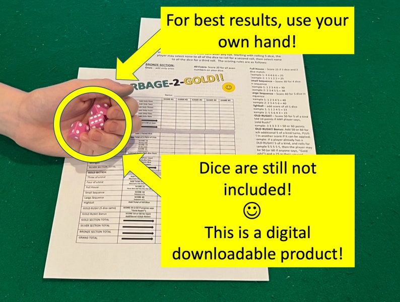 Garbage-2-gold A New Generation Yahtzee Style Dice Game - Etsy