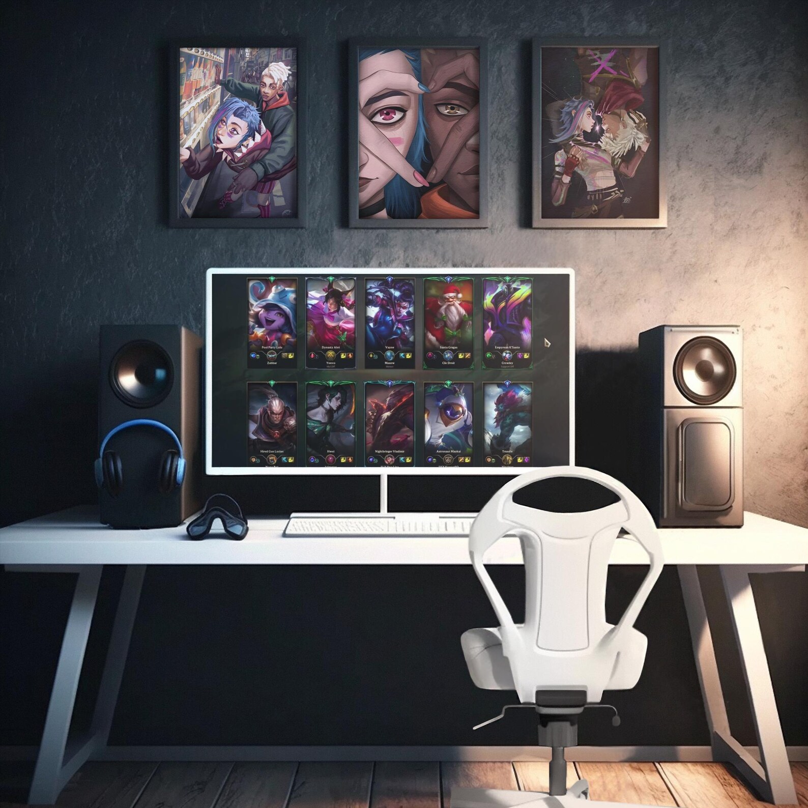 Arcane Jinx & Ekko Wall Decor, League of Legends Matte Vertical,gamer ...
