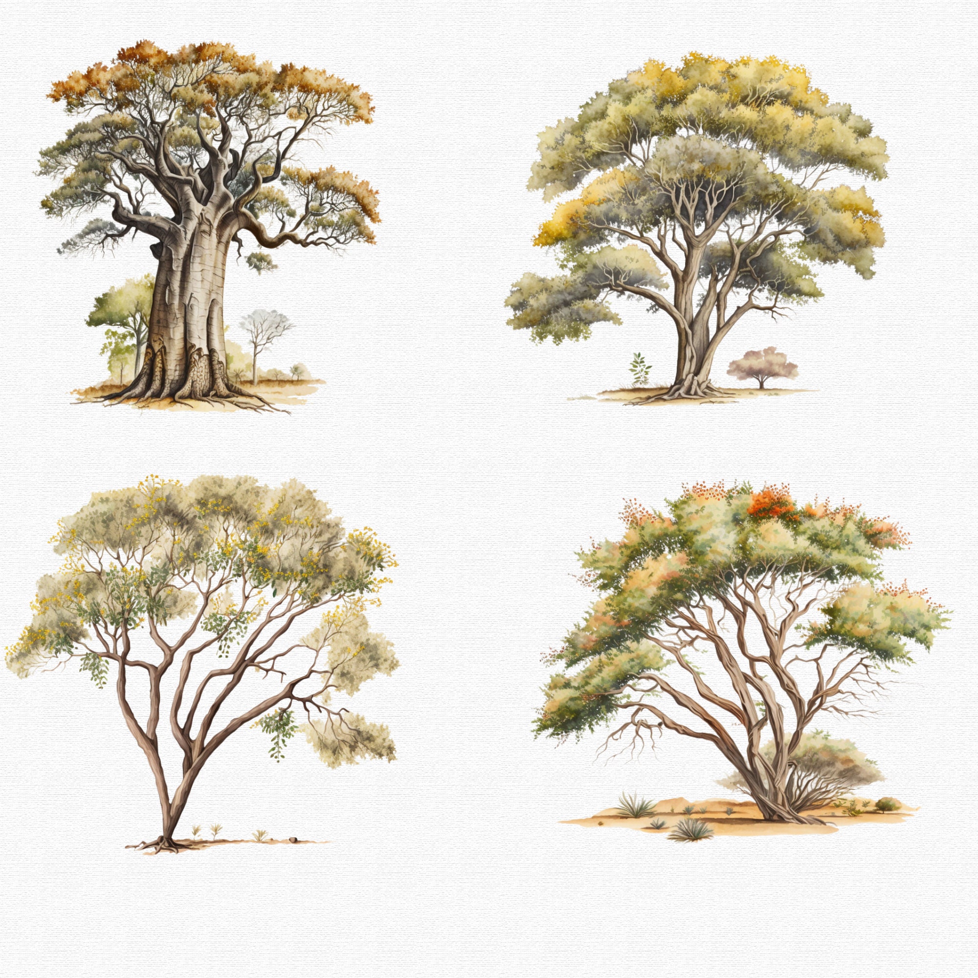 Cute Safari Animals Watercolor Clipart PNG Bundle Jungle Safari Baby ...