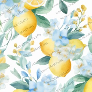 Watercolor Lemon Clipart Bundle PNG Floral Dusty Blue Wedding Clipart ...