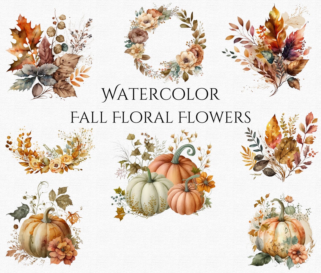 Boho Rustic Floral Clipart Pack Autumn Fall Farmhouse Clipart Terrcotta ...
