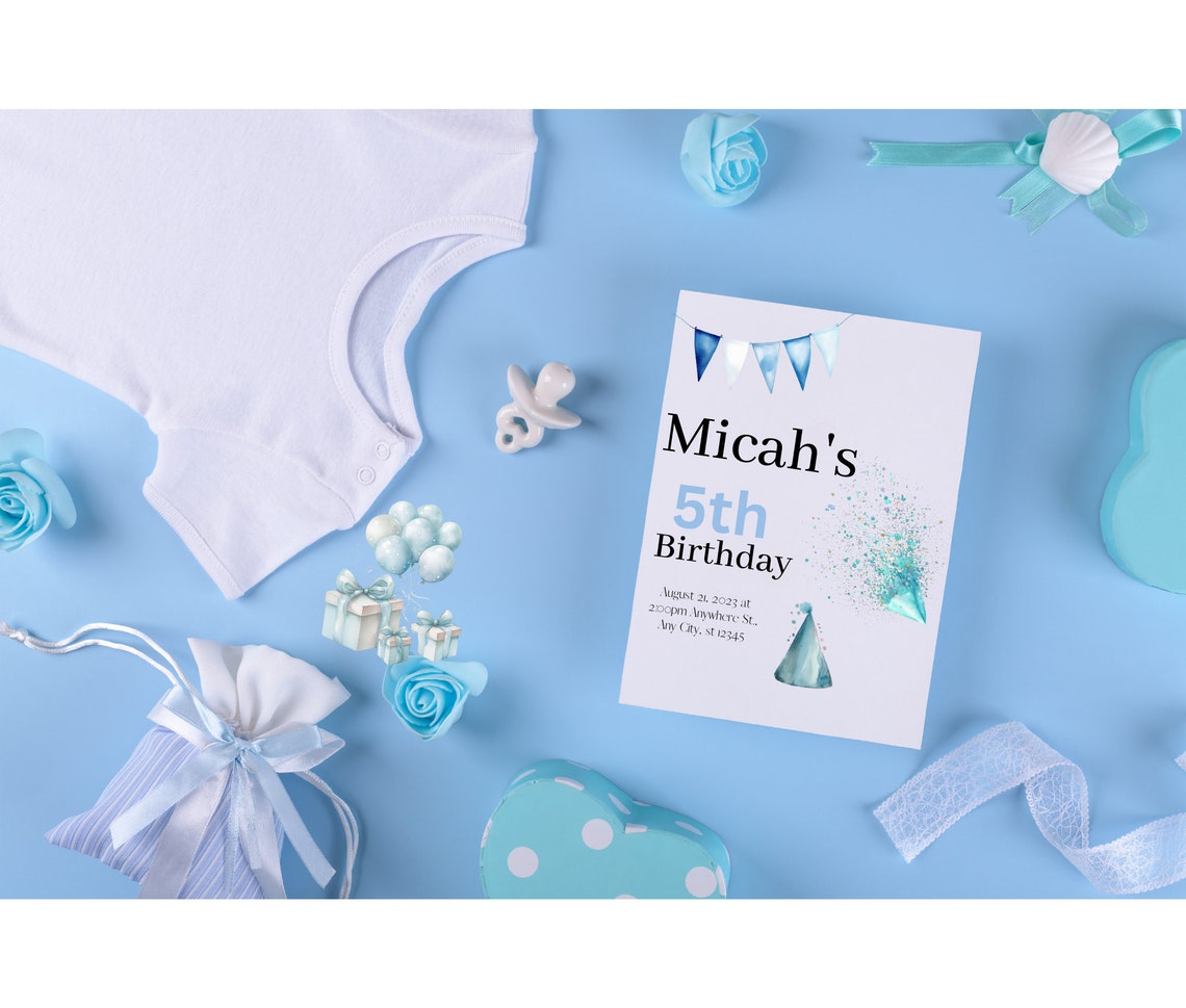 Watercolor Blue Baby Boy Birthday Gift Clipart PNG Birthday - Etsy