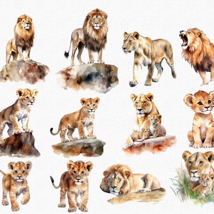 Father and Baby Lion Printable Clipart Safari Nursery Gift for Dad PNG ...