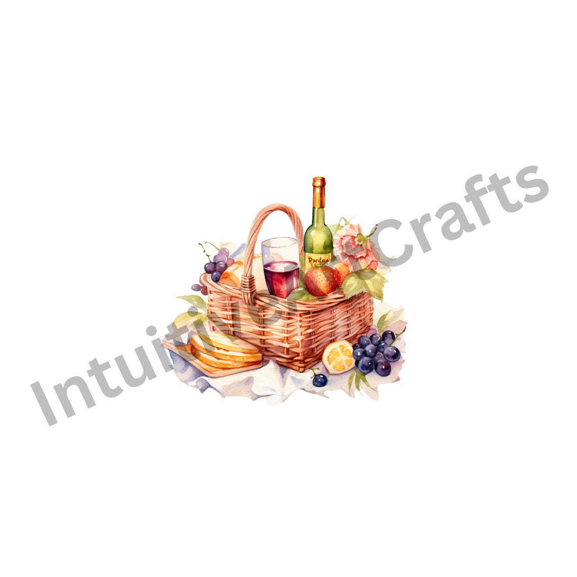Watercolor Picnic Basket Clipart Printable Watercolor Picnic - Etsy