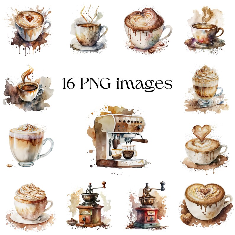 Watercolor Coffee Clip Art Coffee Mug Clipart Bundle Coffee Shop ...