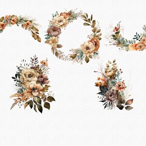 Boho Rustic Floral Clipart Pack Autumn Fall Farmhouse Clipart Terrcotta ...