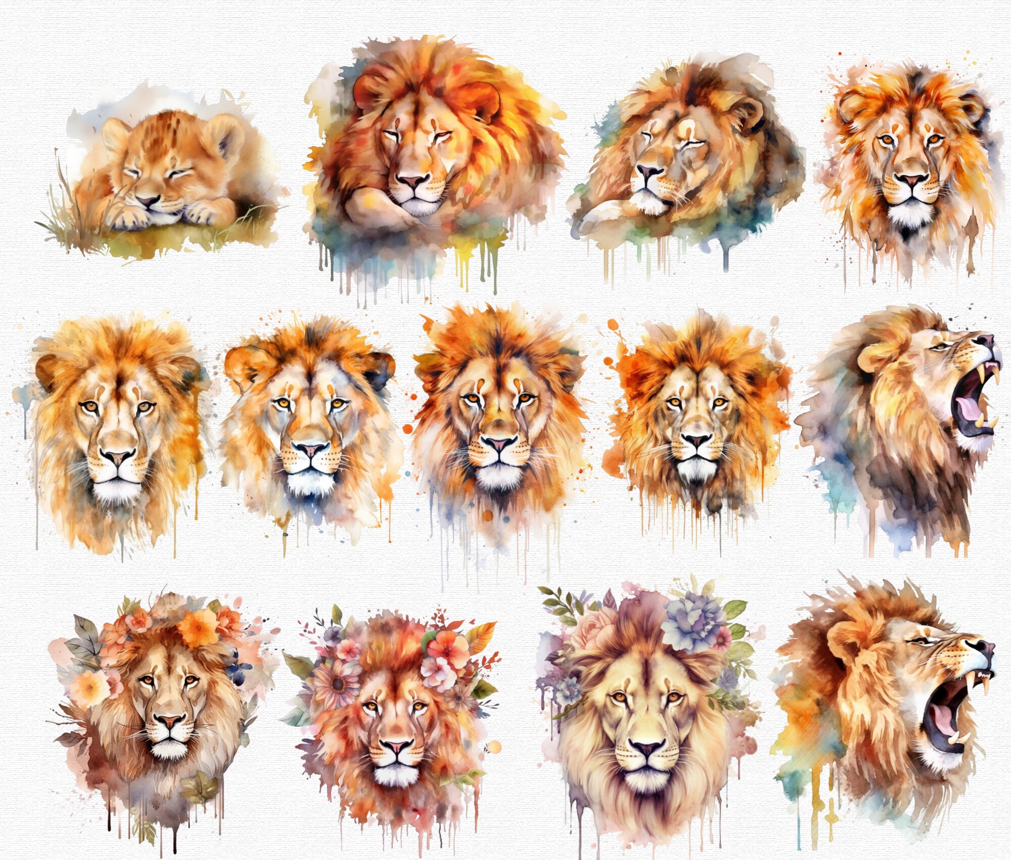 Father and Baby Lion Printable Clipart Safari Nursery Gift for Dad PNG ...