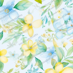 Watercolor Lemon Clipart Bundle PNG Floral Dusty Blue Wedding Clipart ...