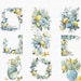 Watercolor Lemon Clipart Bundle PNG Floral Dusty Blue Wedding Clipart ...