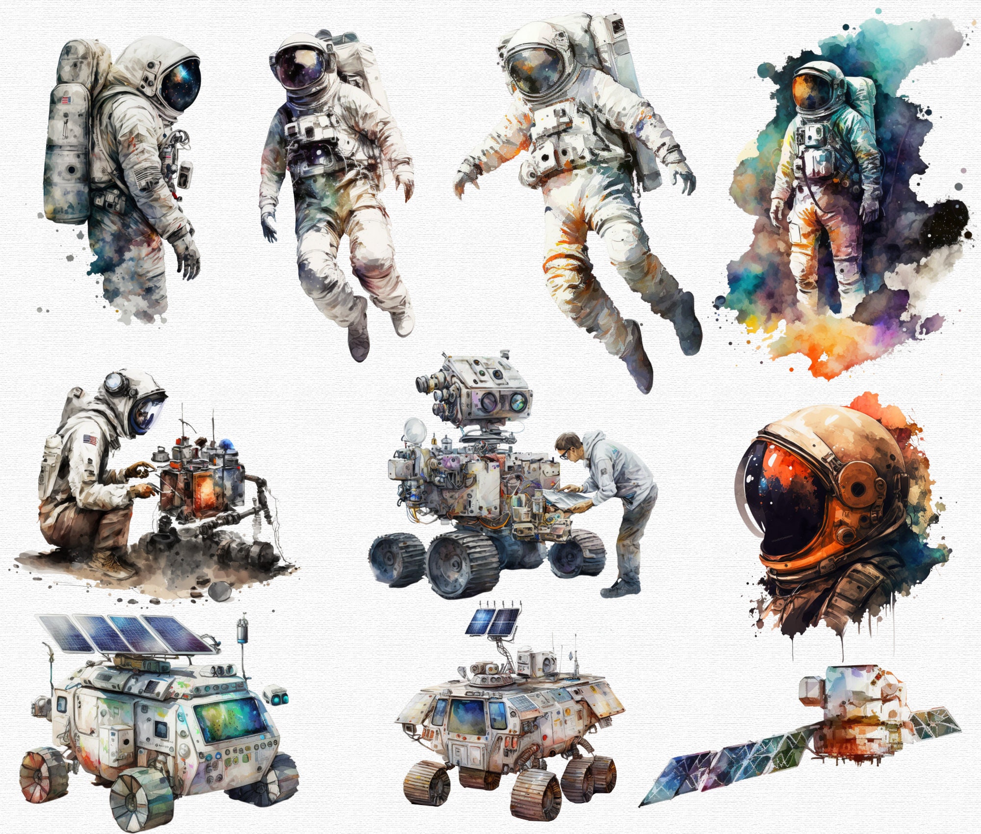 Space Watercolor Clipart Bundle Solar System Clip Art Cute Planets PNG ...