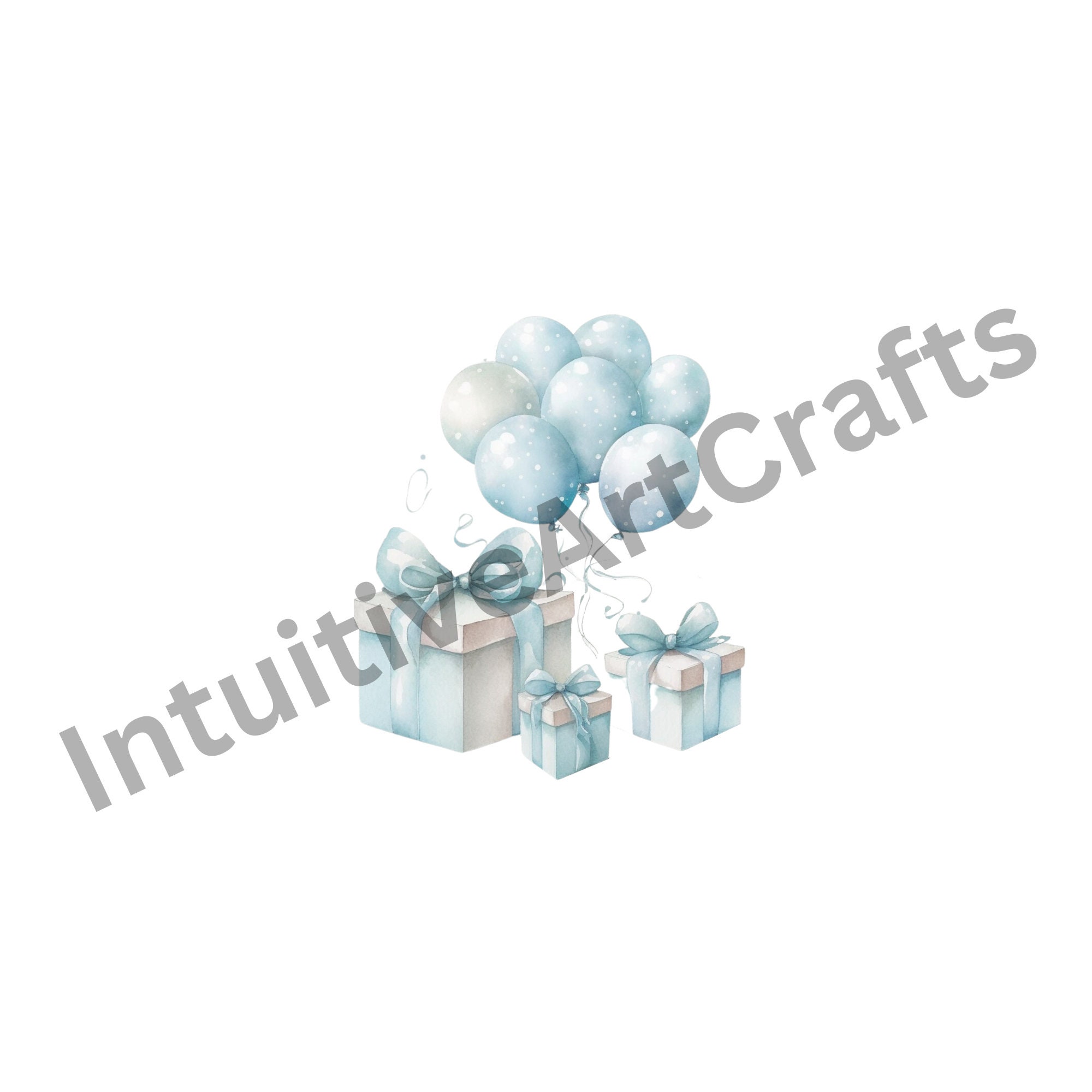 Watercolor Blue Baby Boy Birthday Gift Clipart PNG Birthday Present ...
