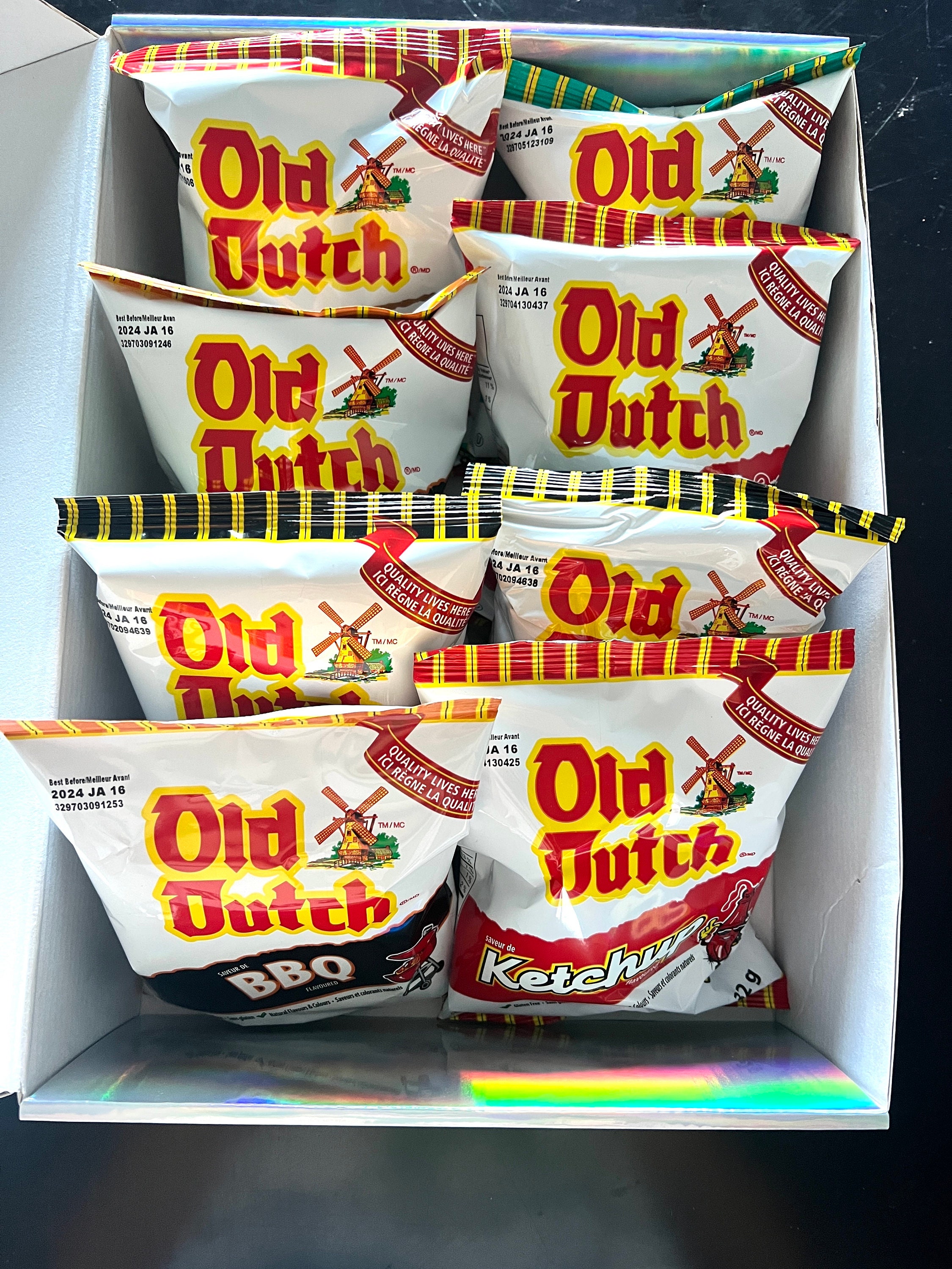 CLEARANCE OLD DUTCH Chips Variety Pack Gift Box Canadian Chips 8-pack ...