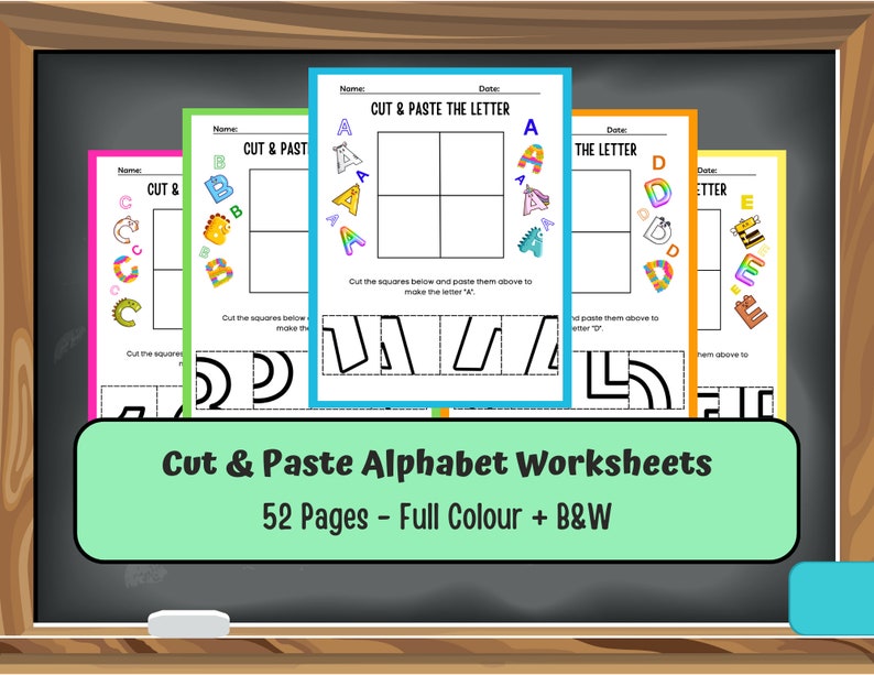 Alphabet Cut & Paste Worksheets - Etsy