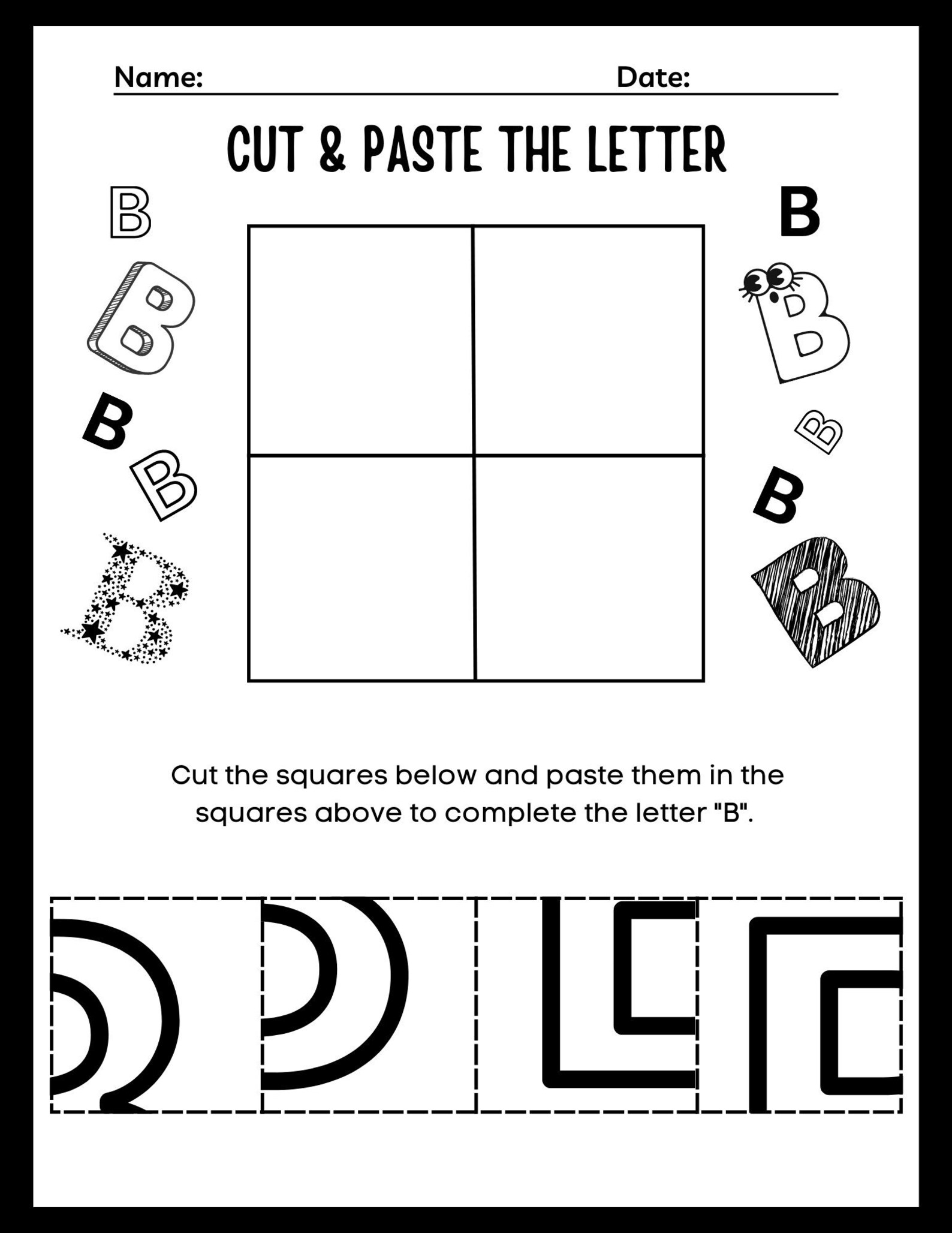Alphabet Cut & Paste Worksheets - Etsy