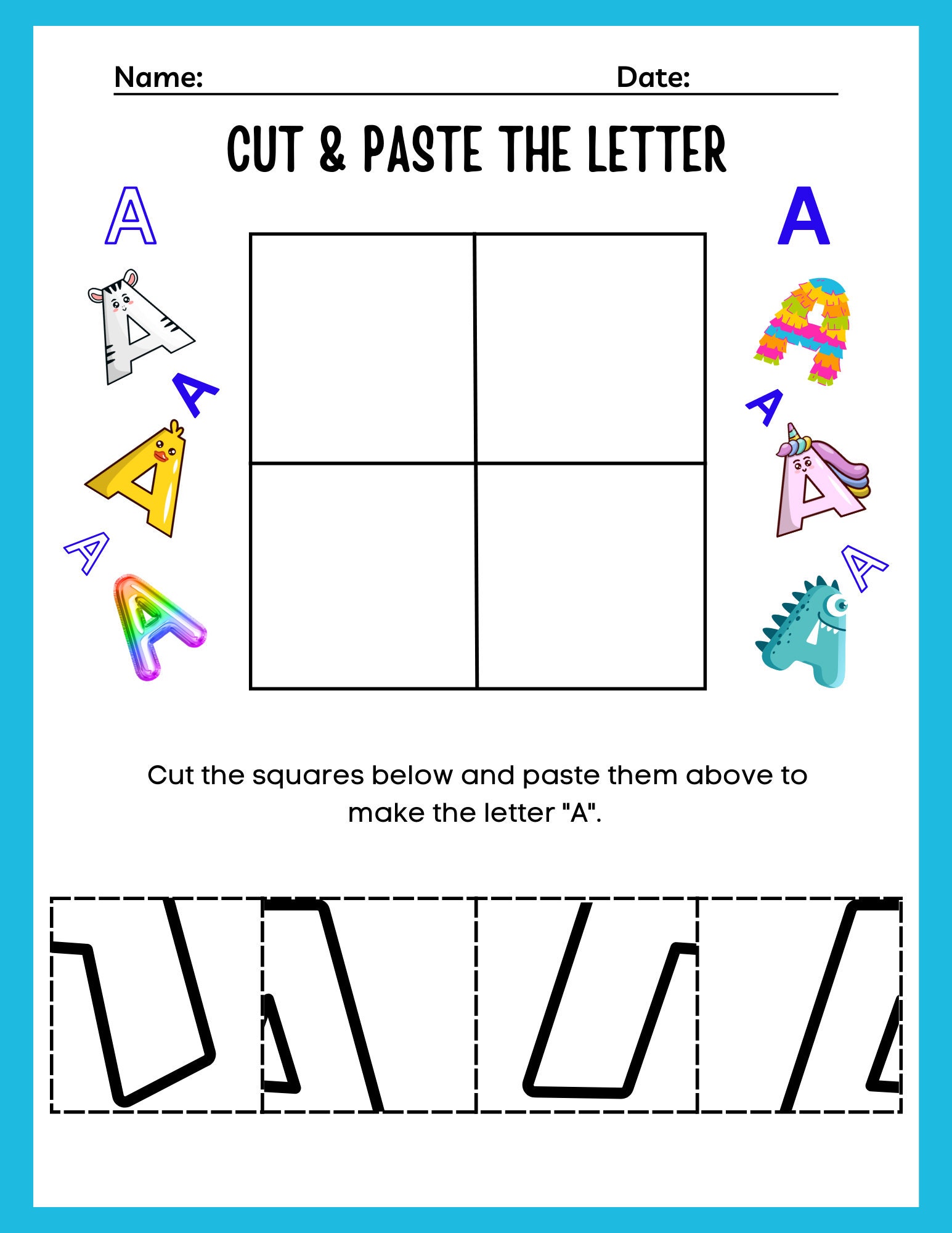 Alphabet Cut & Paste Worksheets - Etsy