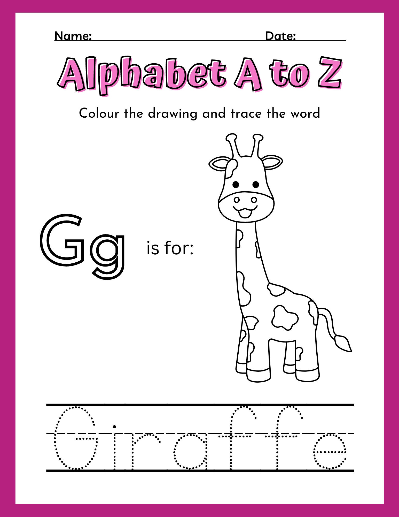 Alphabet Colouring Workbook - Etsy