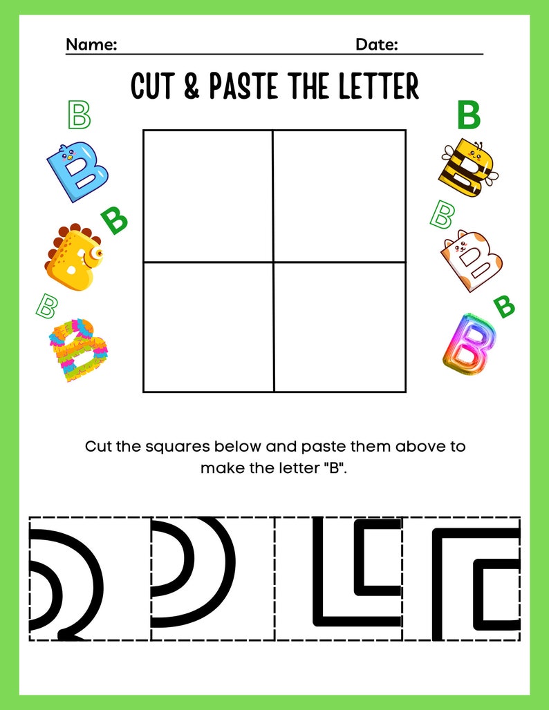 Alphabet Cut & Paste Worksheets - Etsy