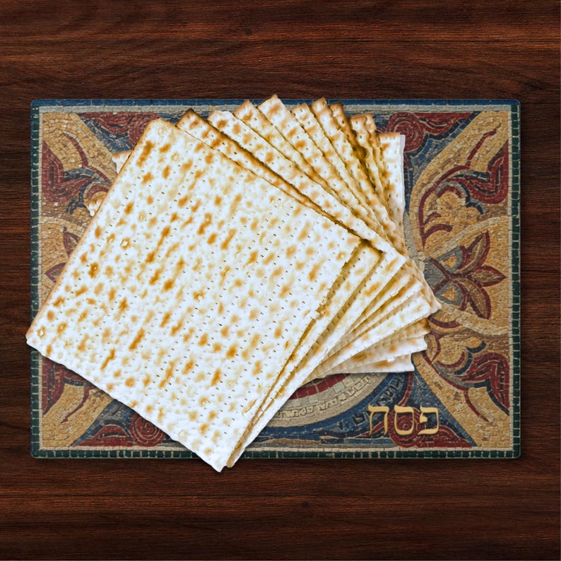 Matzo Board: Modern Passover Tray, Print Design in Tempered Glass Plate ...