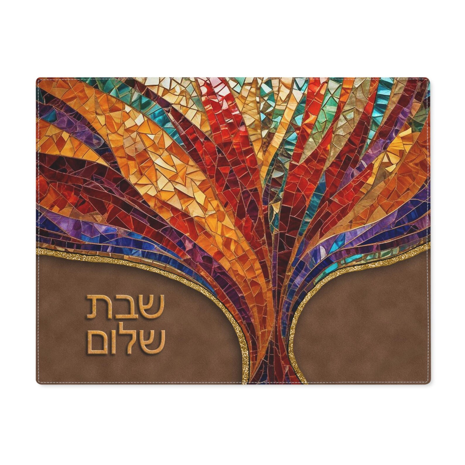 Challah Cover 6-mosaic Tile Tree of Life-suede Look Background Printed ...