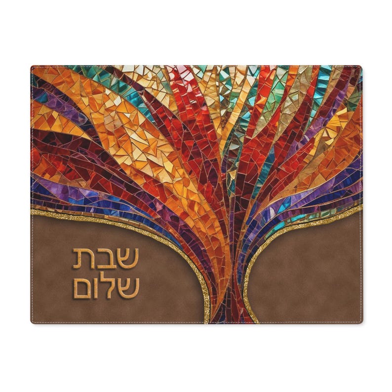 Challah Cover 6-mosaic Tile Tree of Life-suede Look Background Printed ...