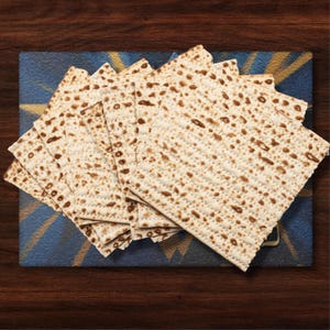 Passover Matzo Board Modern Pesach Matzo Plate Print Design in Tempered ...