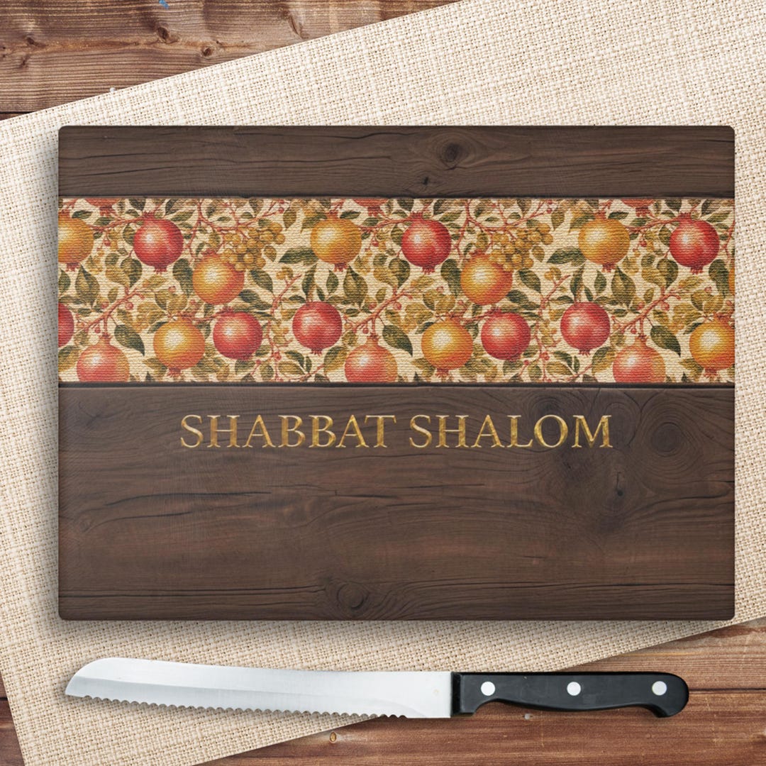Challah Cutting Board Modern Shabbat Shalom Challah Board Tempered ...