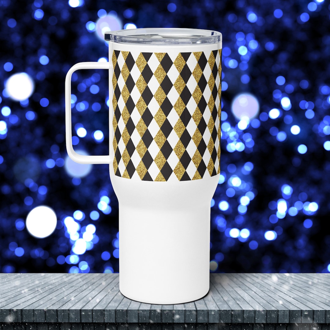 Black and Gold Diamonds On-the-go 25oz. Insulated Stainless Steel ...