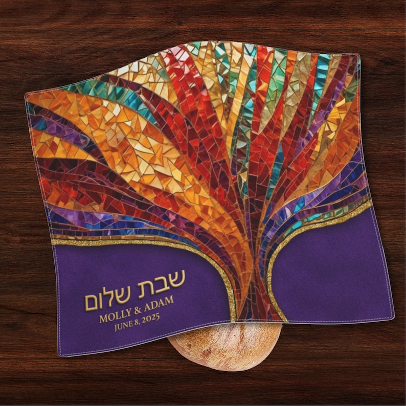 Personalized Challah Cover: Modern Shabbat Shalom Print Design on ...