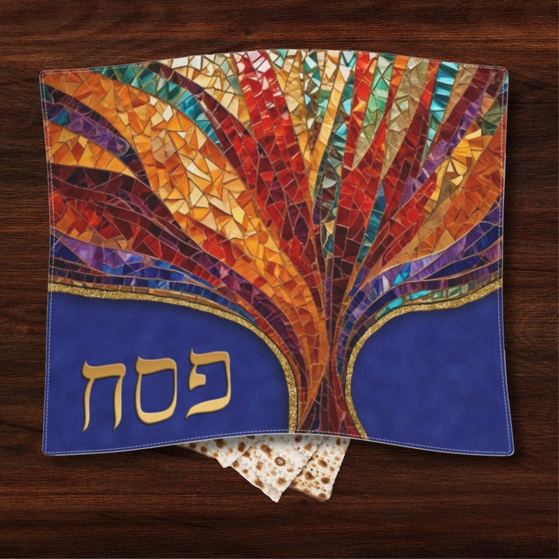 Passover Matzo Cover Modern Pesach in Hebrew Matzo Seder Cover Print ...