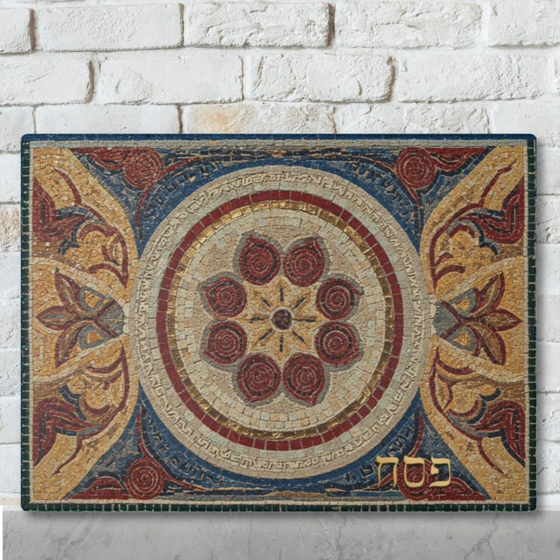 Matzo Board: Modern Passover Tray, Print Design in Tempered Glass Plate ...