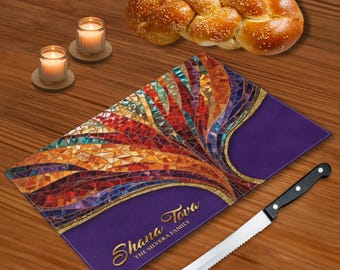Challah Cover: Modern Shana Tova Print Design on Cotton Twill, Custom ...