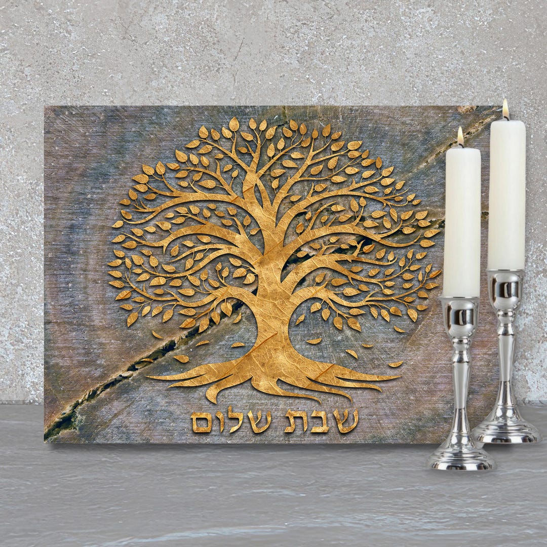 Candle Lighting Tray: Shabbat Shalom Print Design in Tempered Glass ...