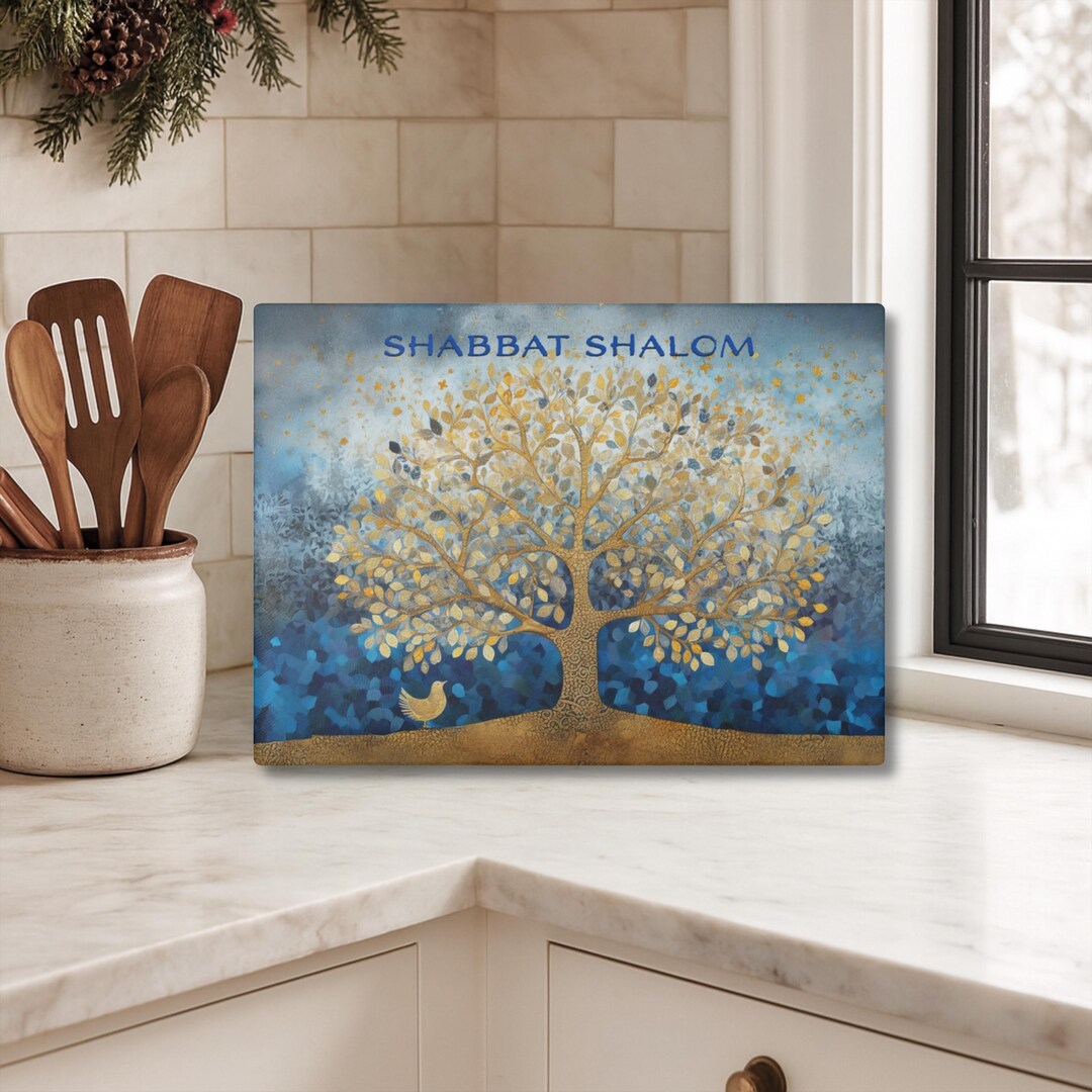 Challah Cutting Board: Tree of Life Print Design in Tempered Glass ...