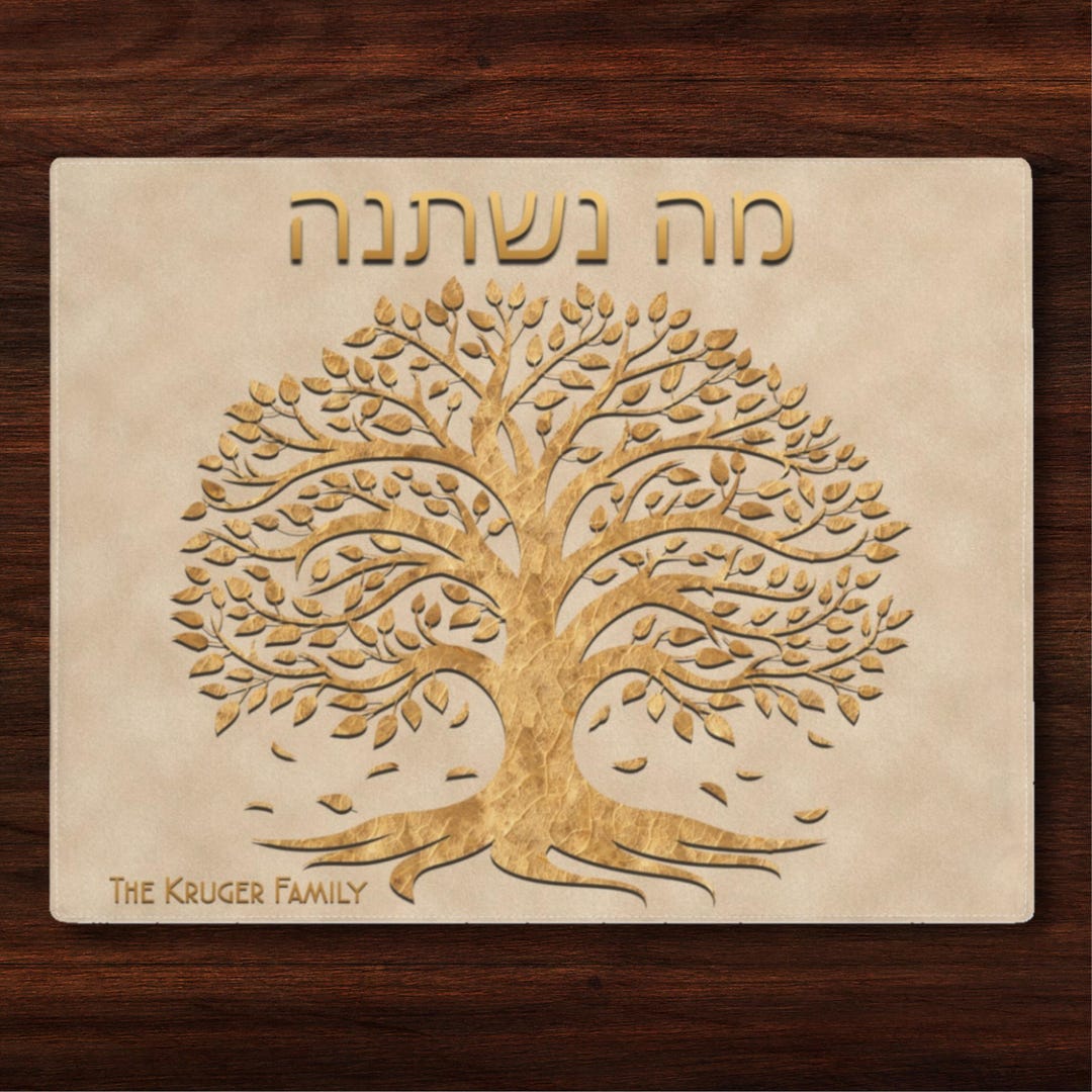Personalized Passover Matzo Cover Modern Ma Nishtana in Hebrew Matzo ...