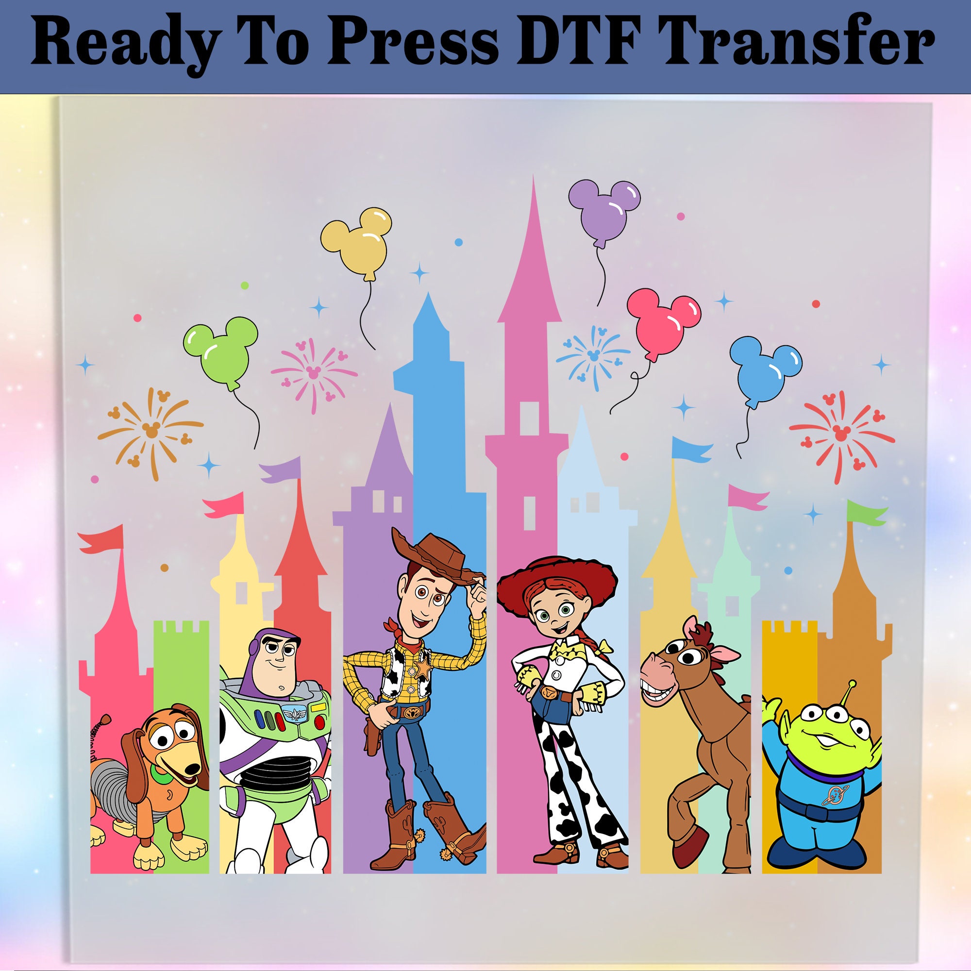 Toy Story Mickey Head Baloons Disney Dtf, Toy Story Land Characters Dtf ...
