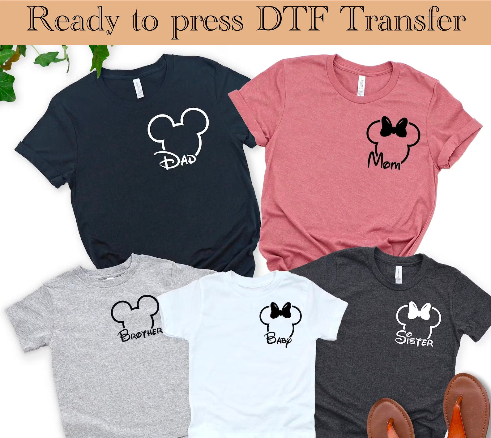 Mickey and Minnie Family Heat Transfer, Disneyland Trip Ready to Press ...
