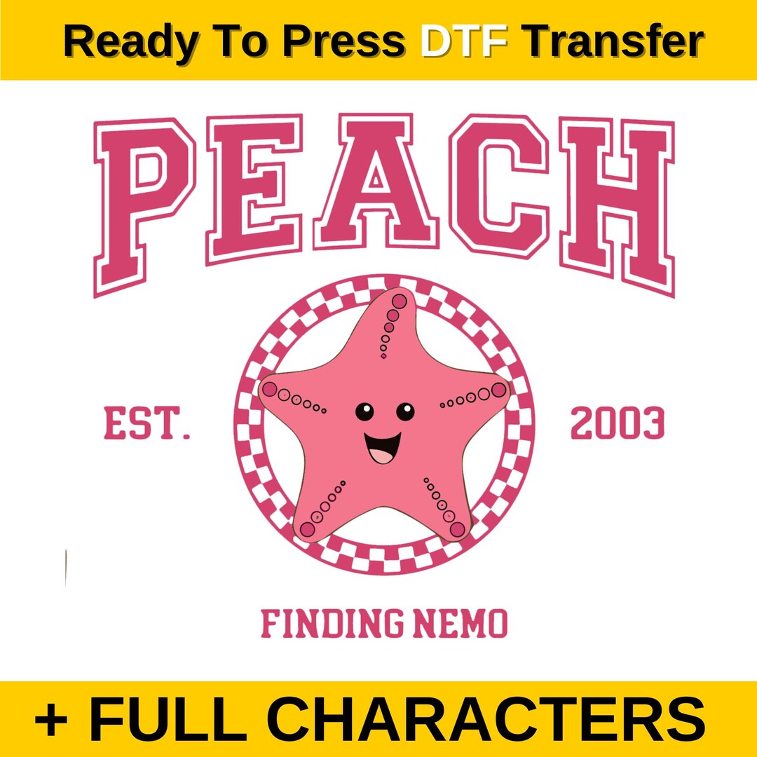 Finding Nemo Peach DTF Transfer,finding Nemo Character Dtf,finding Nemo ...