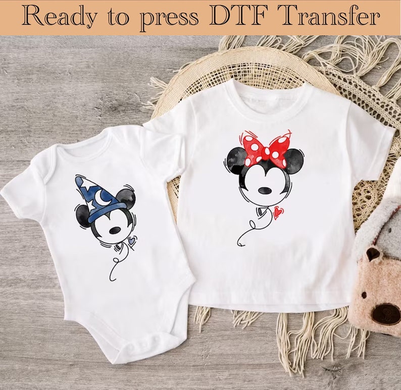 Mickey and Minnie Head Balloons DTF Transfer, Mickey and Minnie DTF ...