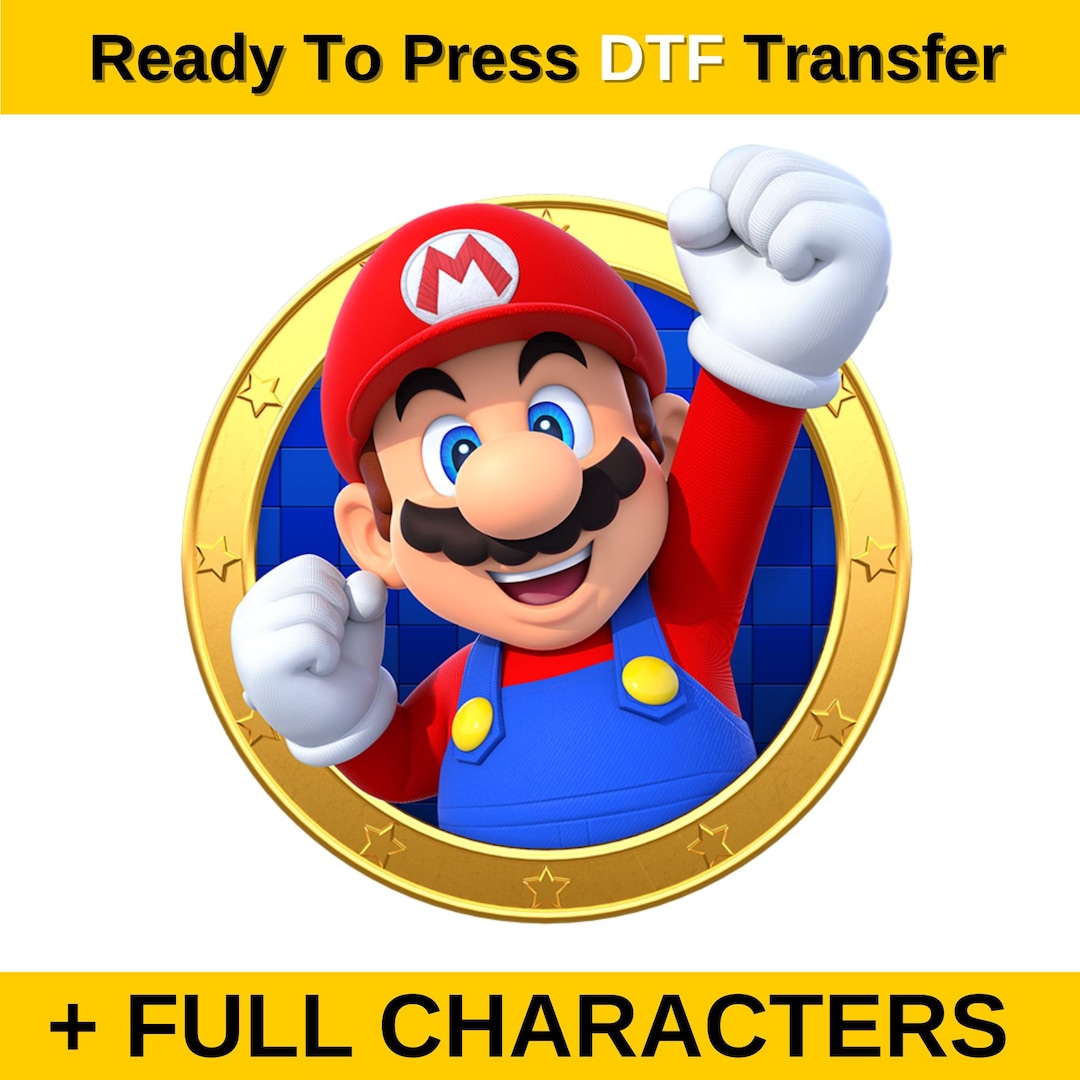 Super Mario Character DTF Transfe - Mario Bross Party, Super Mario ...