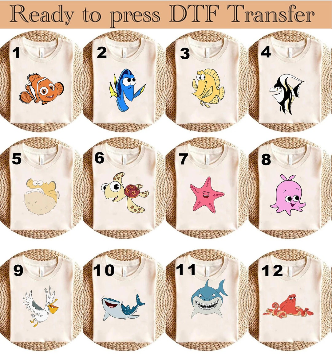 Finding Nemo Family DTF Transfer,finding Nemo Character Dtf,finding ...